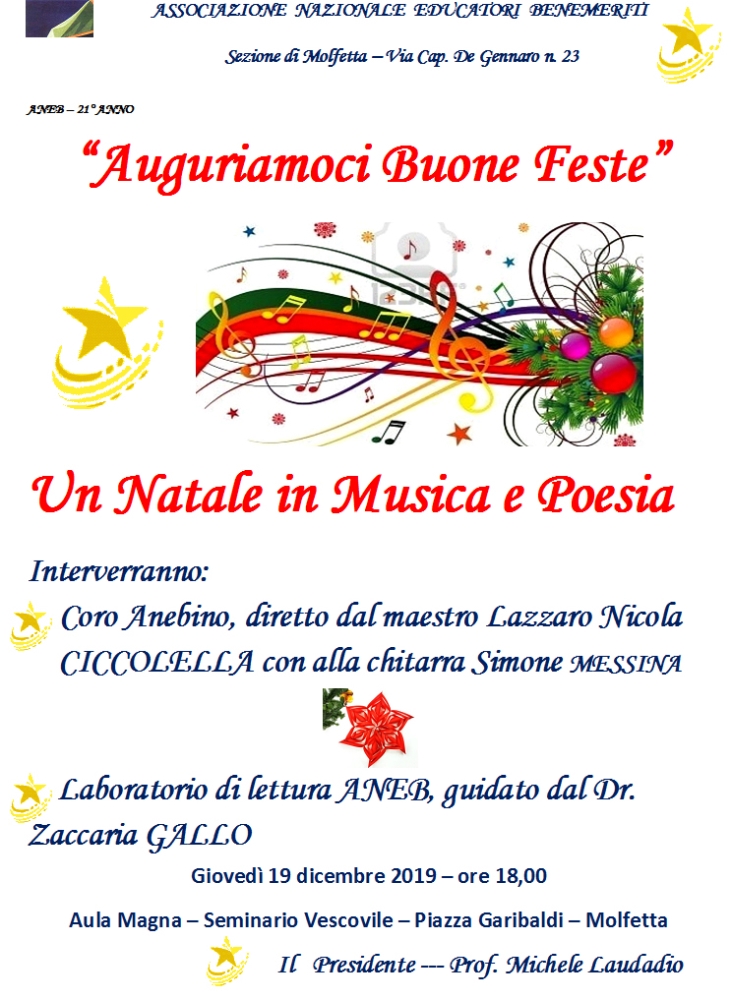 Quindici Molfetta - Natale in musica e poesia a cura dell'Aneb di Molfetta Quindici Molfetta - Natale in musica e poesia a cura dell'Aneb di Molfetta